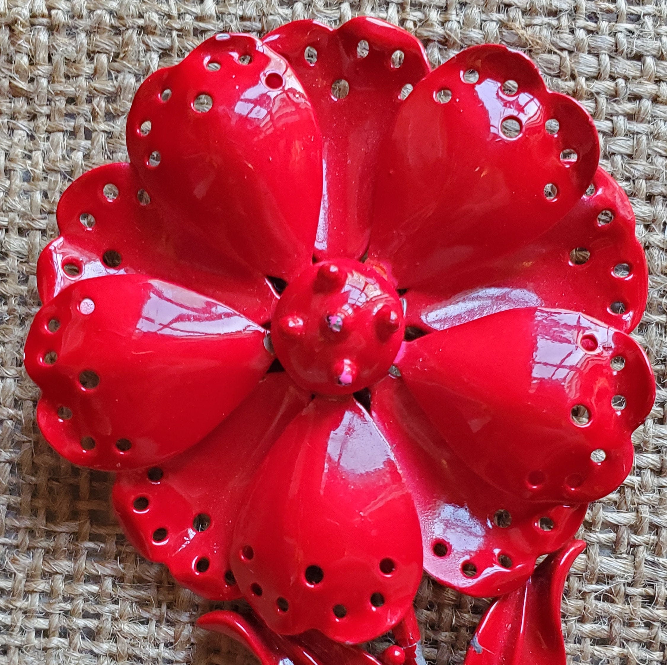Flower Power Large Vibrant Red Flower Brooch - Etsy