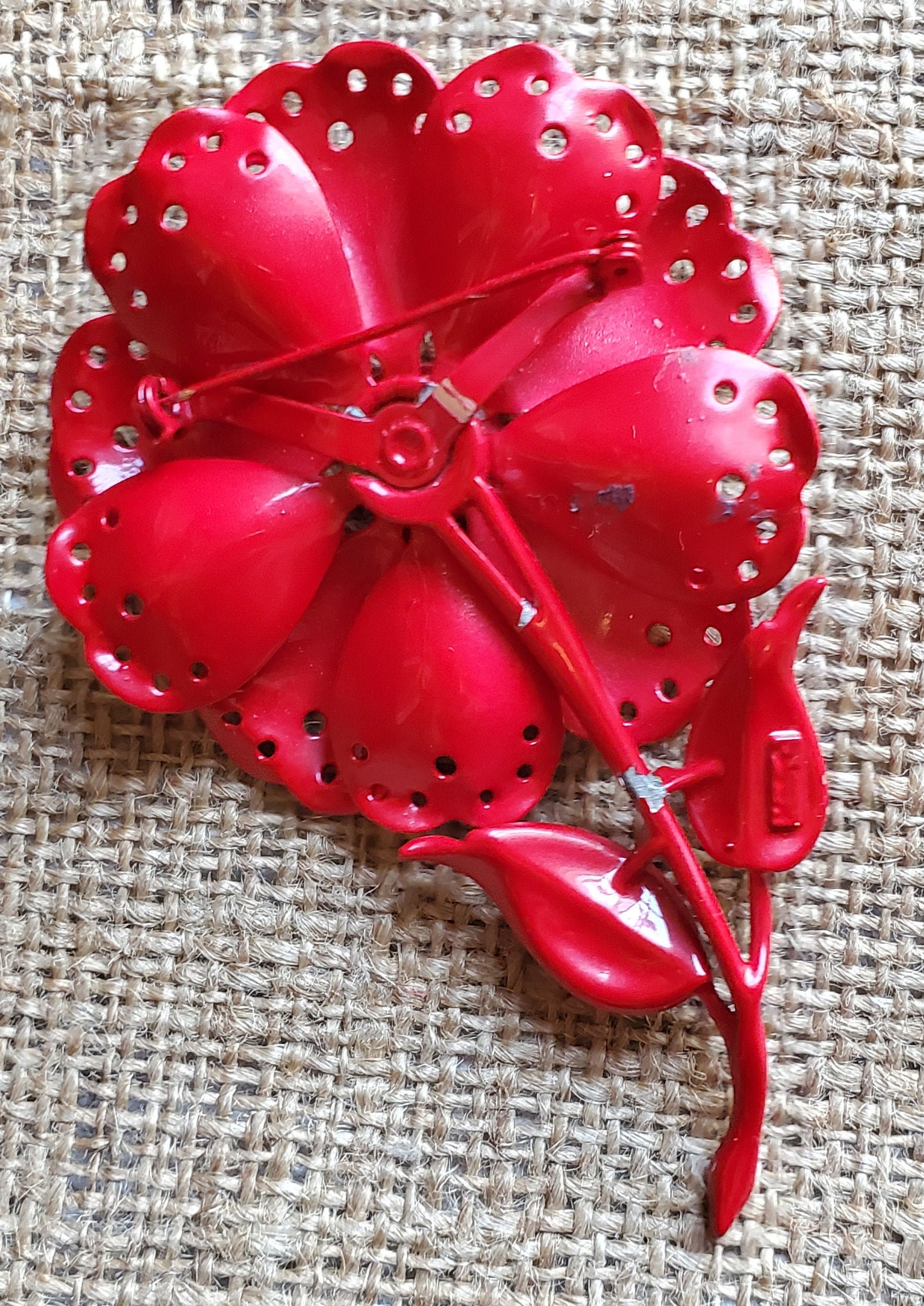 Flower Power Large Vibrant Red Flower Brooch - Etsy