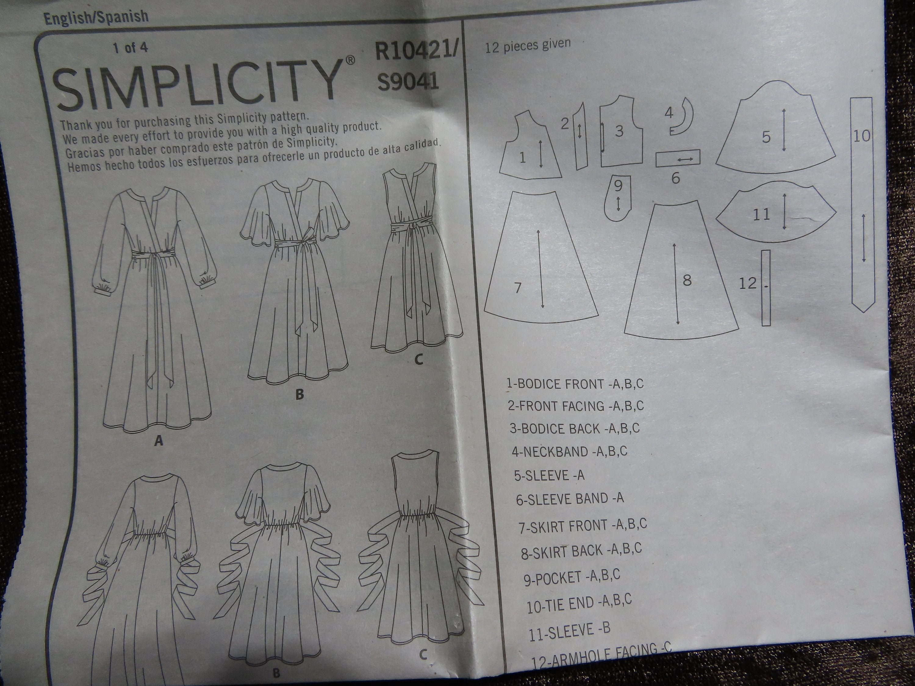 Misses'/women's Dress Sewing Pattern Easy Simplicity 10421/9041 Size 16 ...