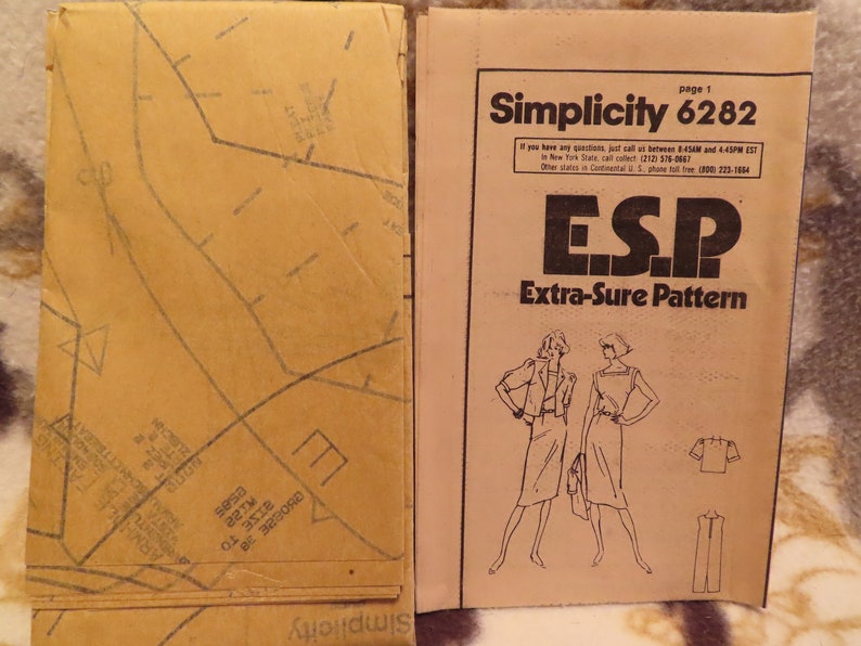 Vintage Misses' Jacket and Dress Sewing Pattern E.S.P. Simplicity 6282 ...