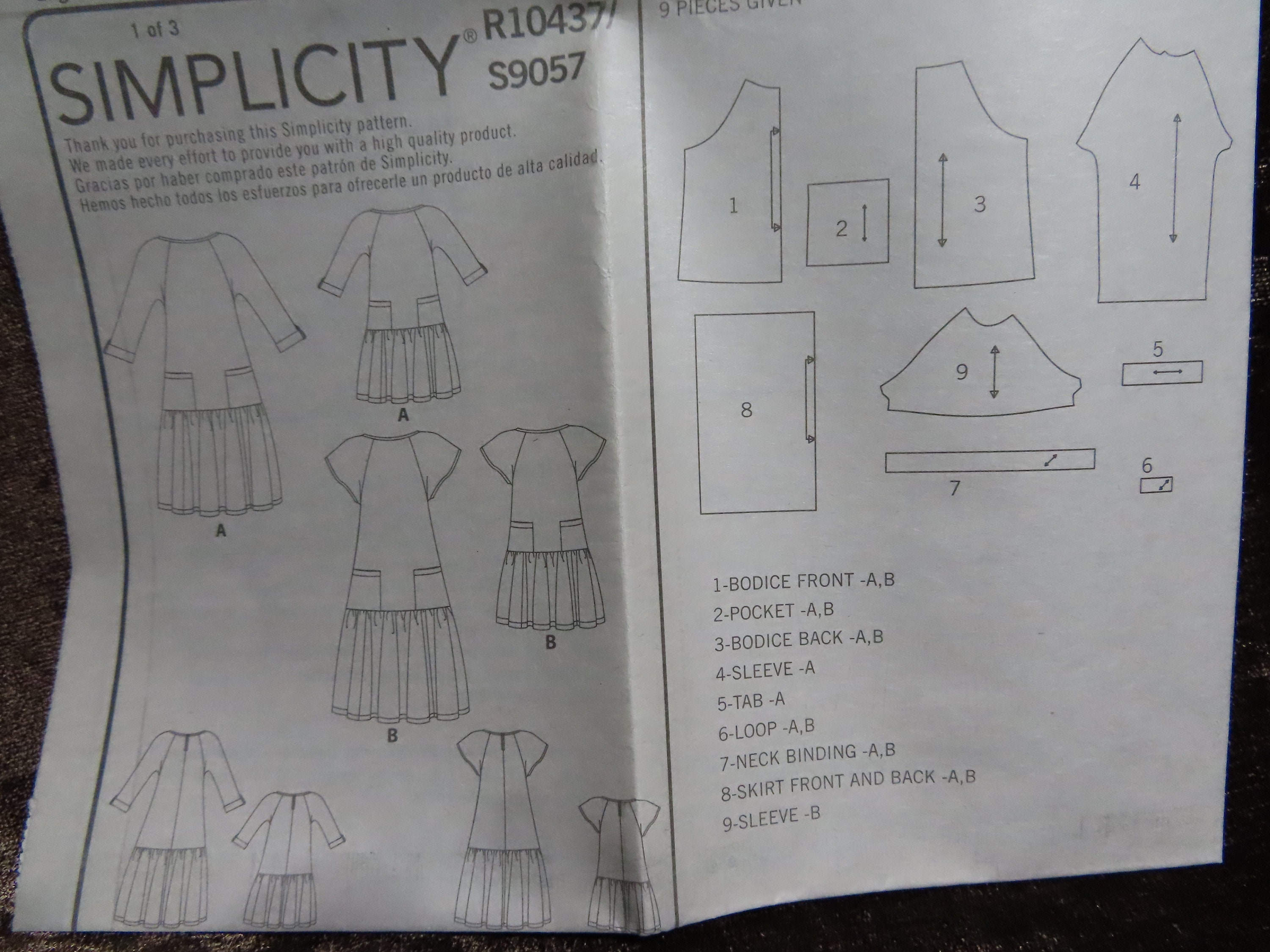 Misses'/girls Dress Sewing Pattern Easy Simplicity 10437/9057 Size 3-4 ...