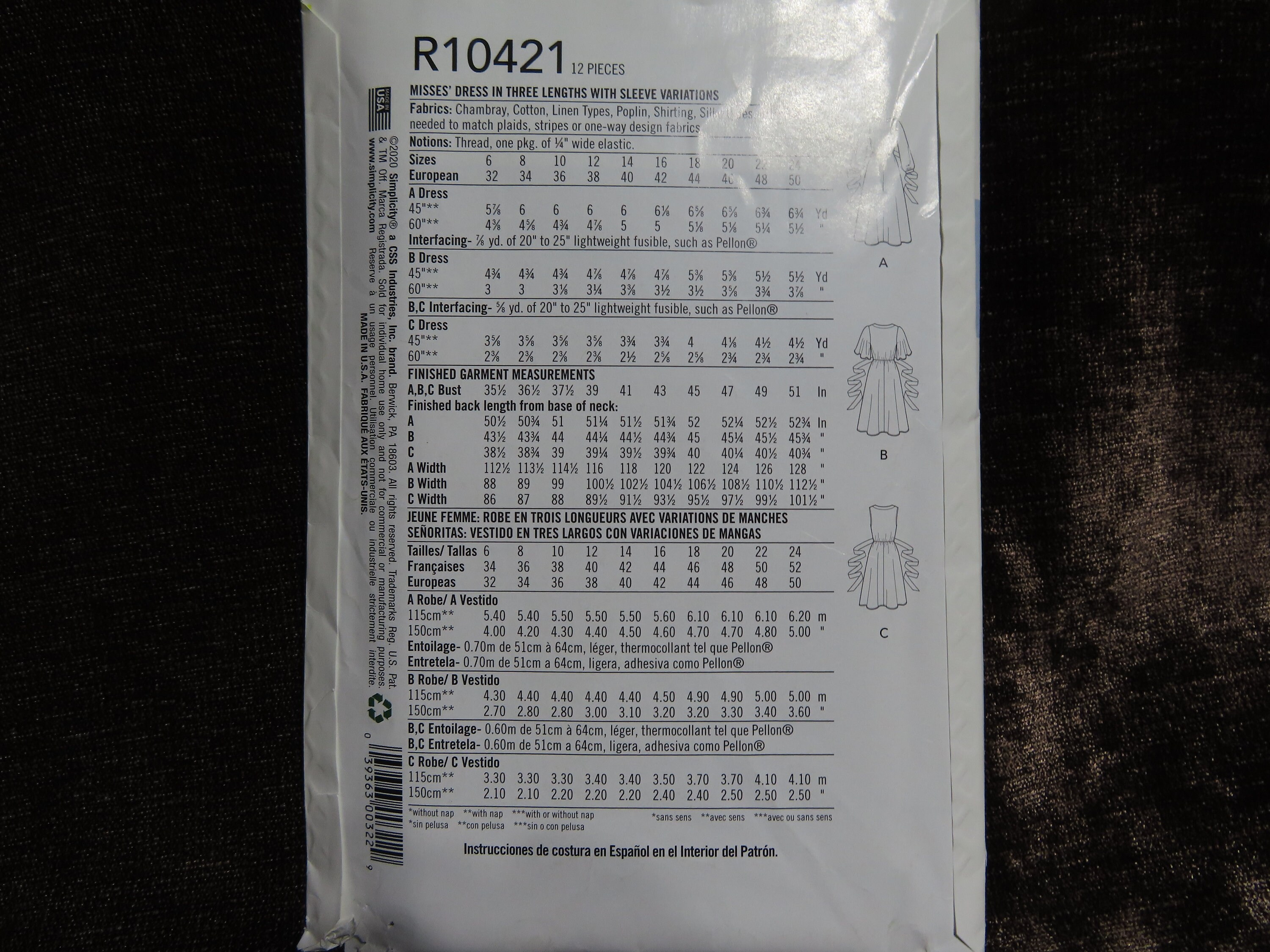 Misses'/women's Dress Sewing Pattern Easy Simplicity 10421/9041 Size 16 ...