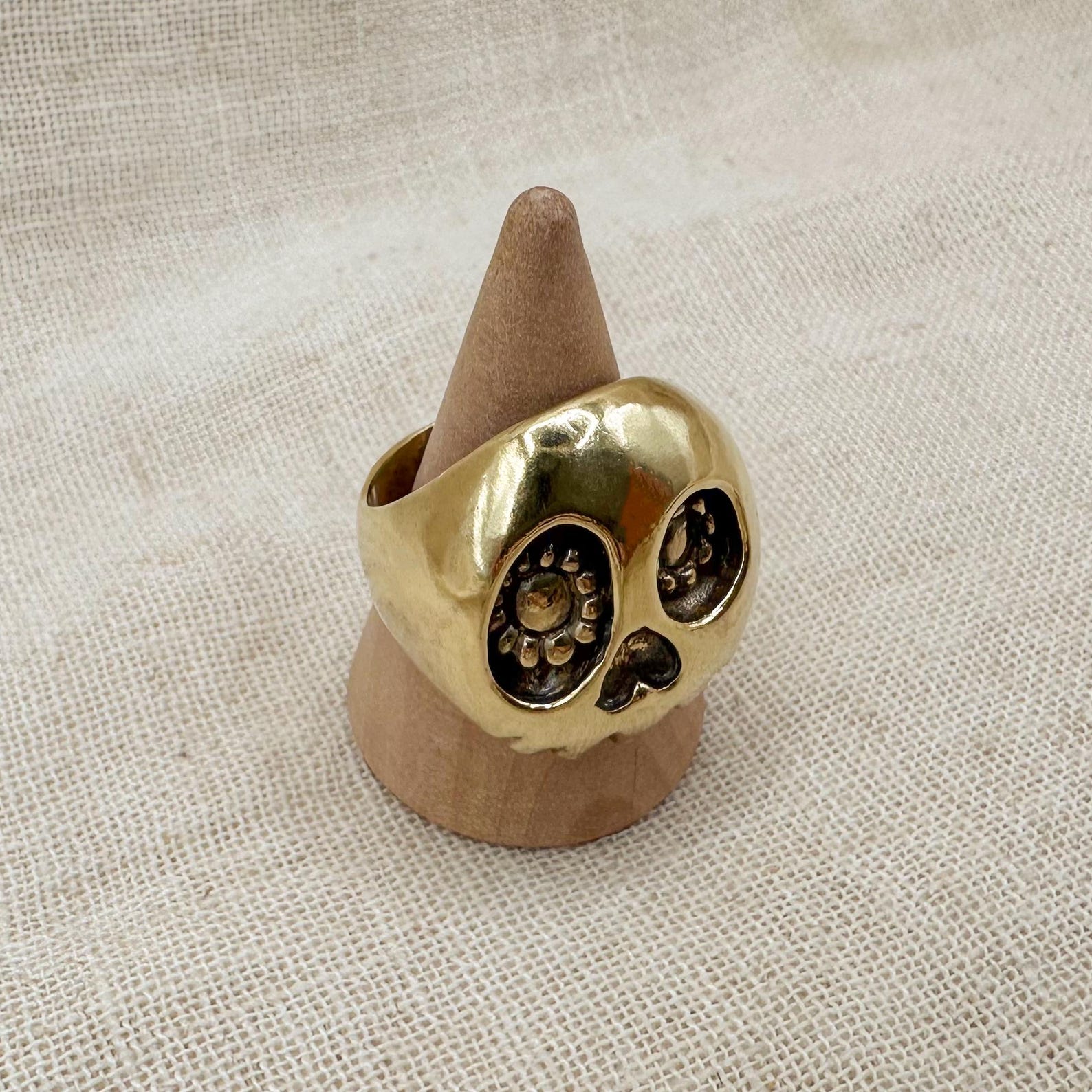 Sterling Silver, Brass, Flower Skull Ring - Etsy