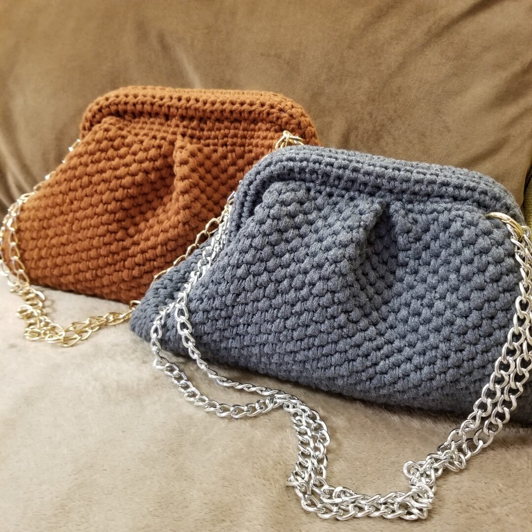 Handknitted Crochet Cloud Bag - Crochet Dumpling Pouch - Handmade ...