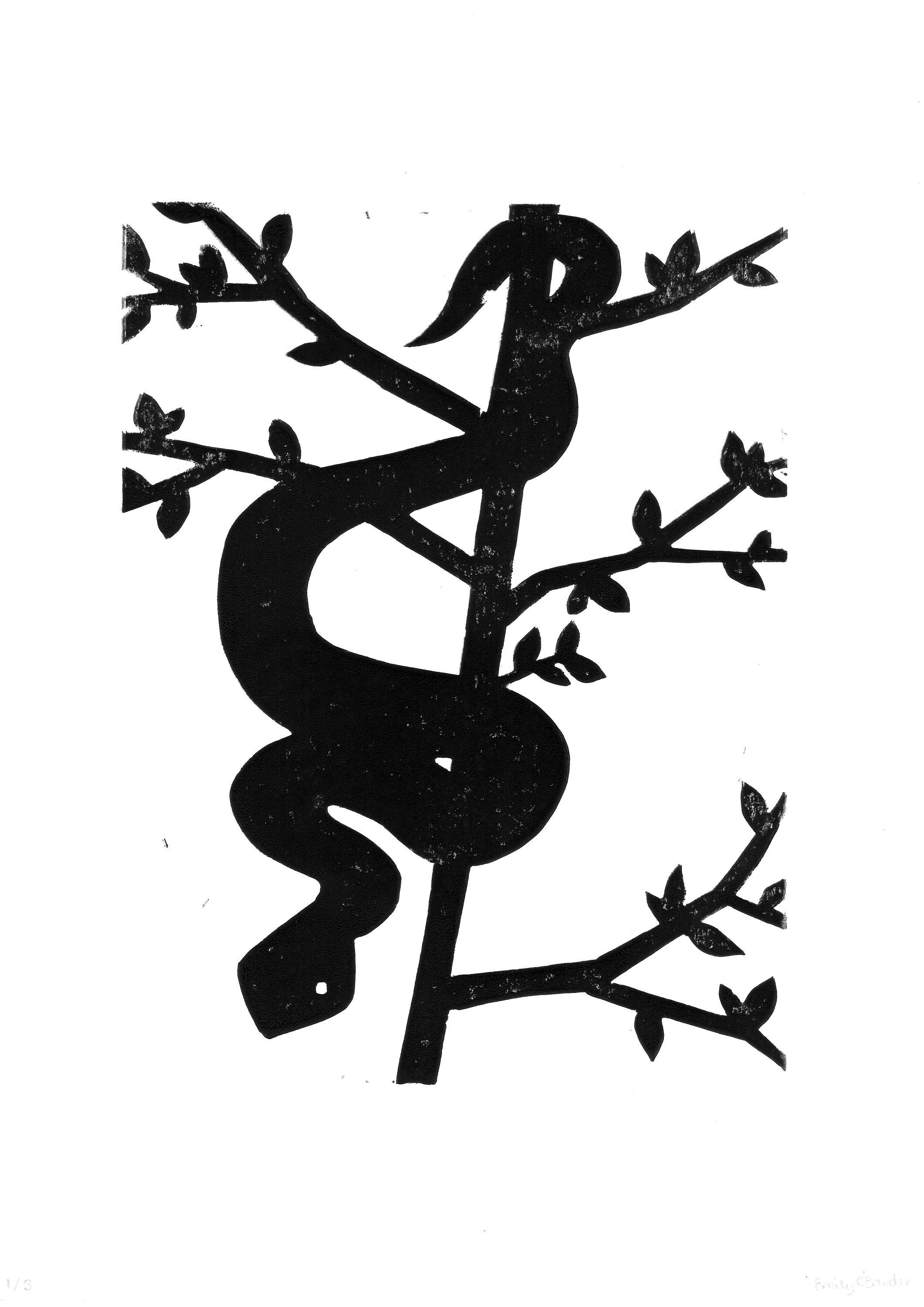 Handmade Snake A4 Linocut Print with Cellophane Bag and | Etsy