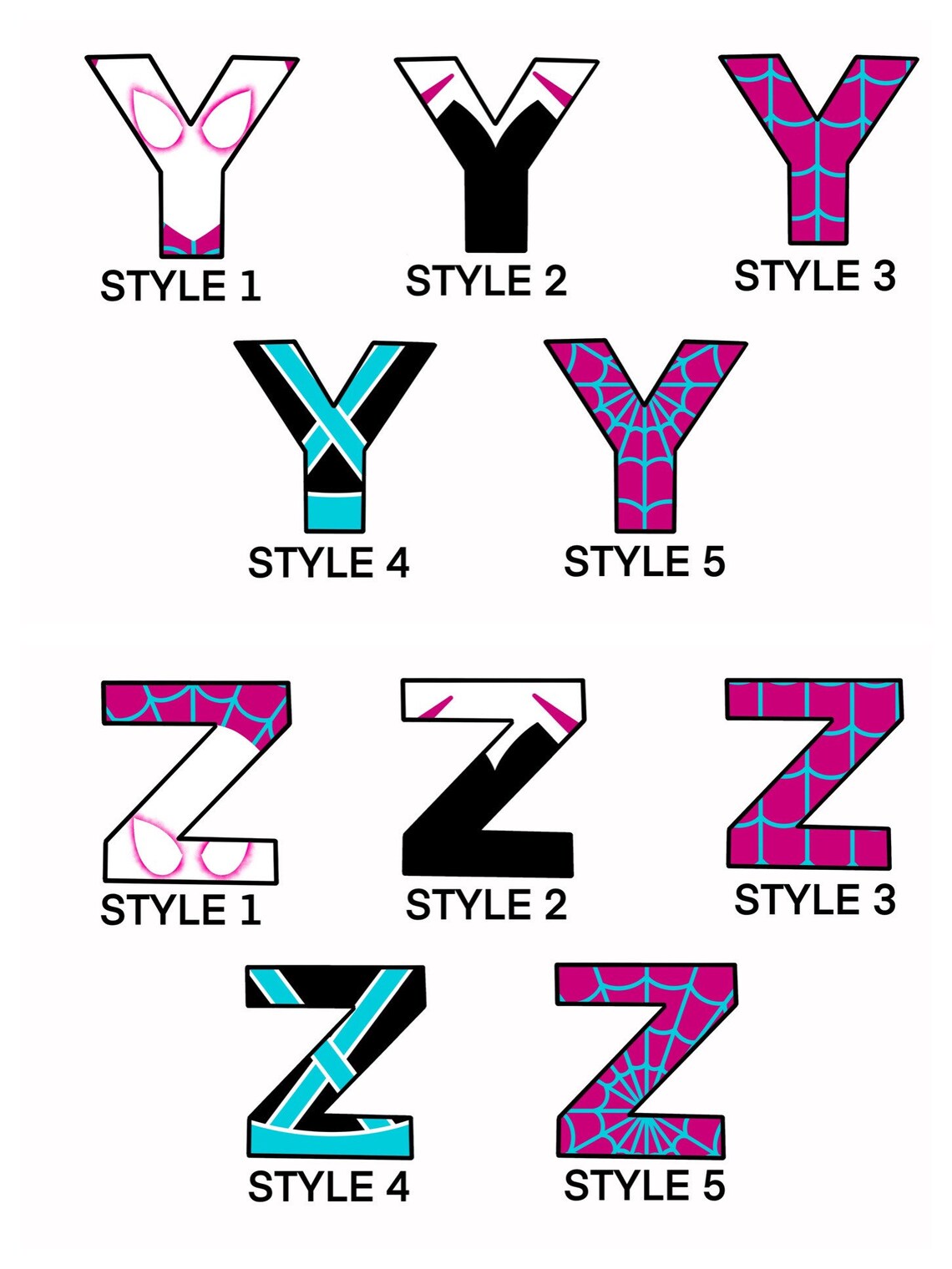 Spider Gwen 6 or 8 Hand Painted Wood Letters | Etsy