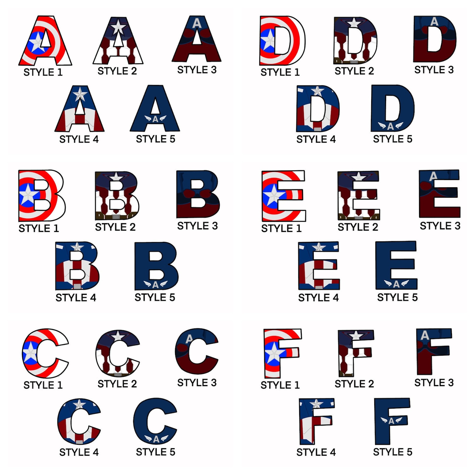 Captain America 6” or 8” Hand Painted Wood Letters - Etsy