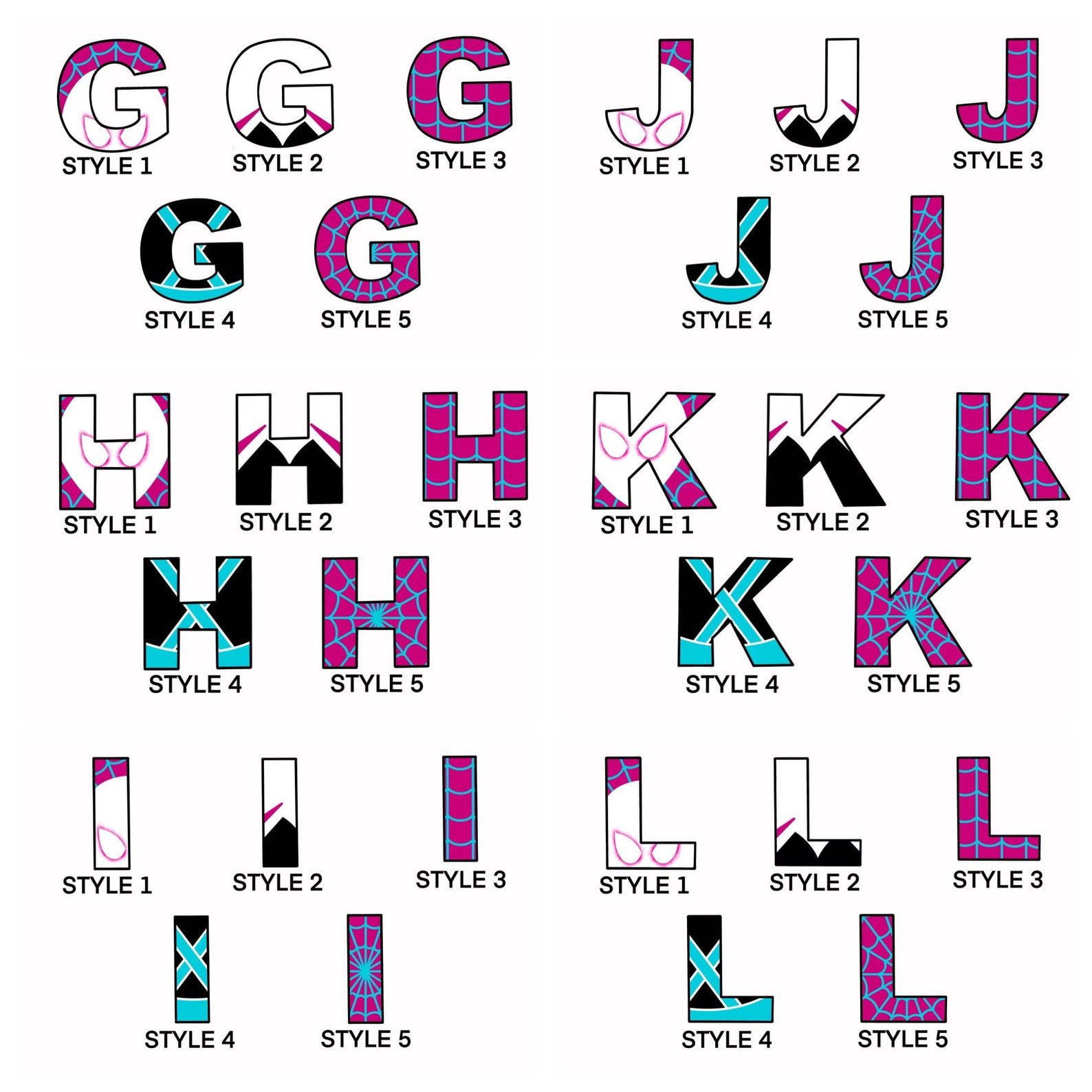 Spider Gwen 6 or 8 Hand Painted Wood Letters | Etsy