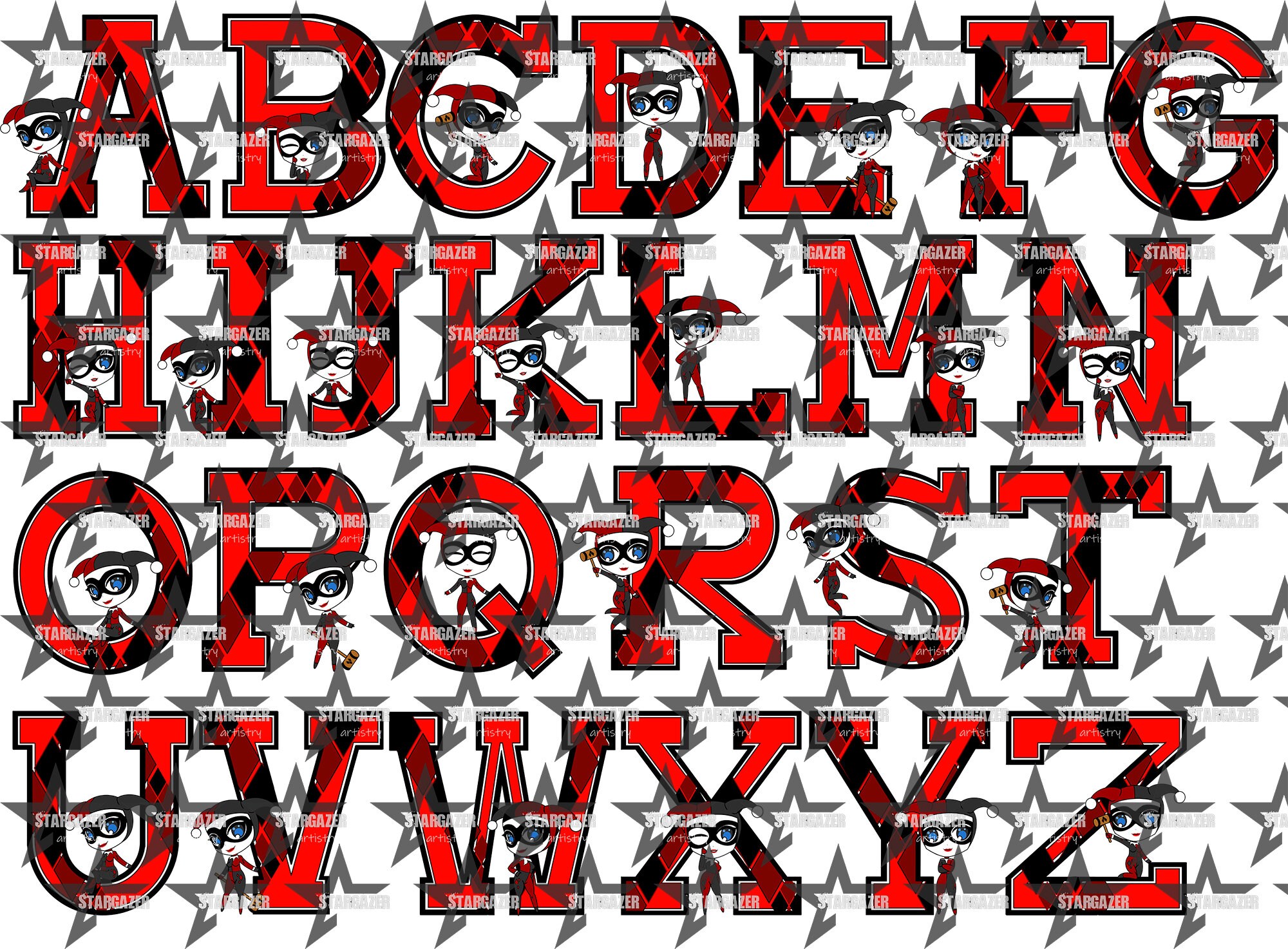 Harley Quinn Classic Letters Archivos digitales - Etsy España