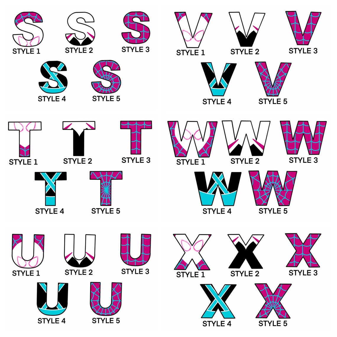 Spider Gwen 6 or 8 Hand Painted Wood Letters | Etsy