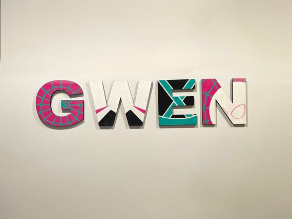 Spider Gwen 6 or 8 Hand Painted Wood Letters | Etsy