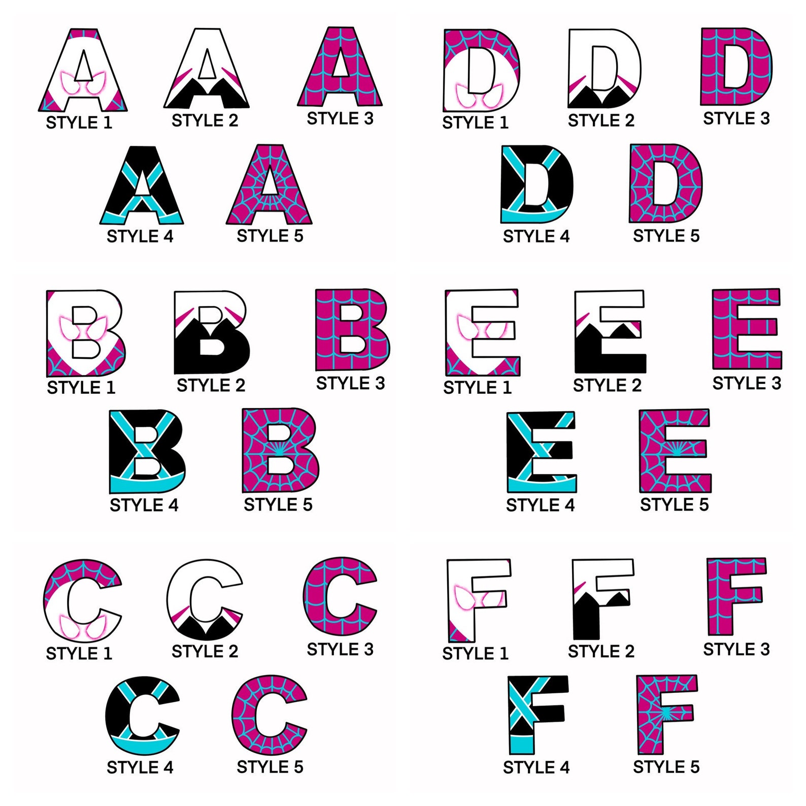 Spider Gwen 6 or 8 Hand Painted Wood Letters - Etsy UK