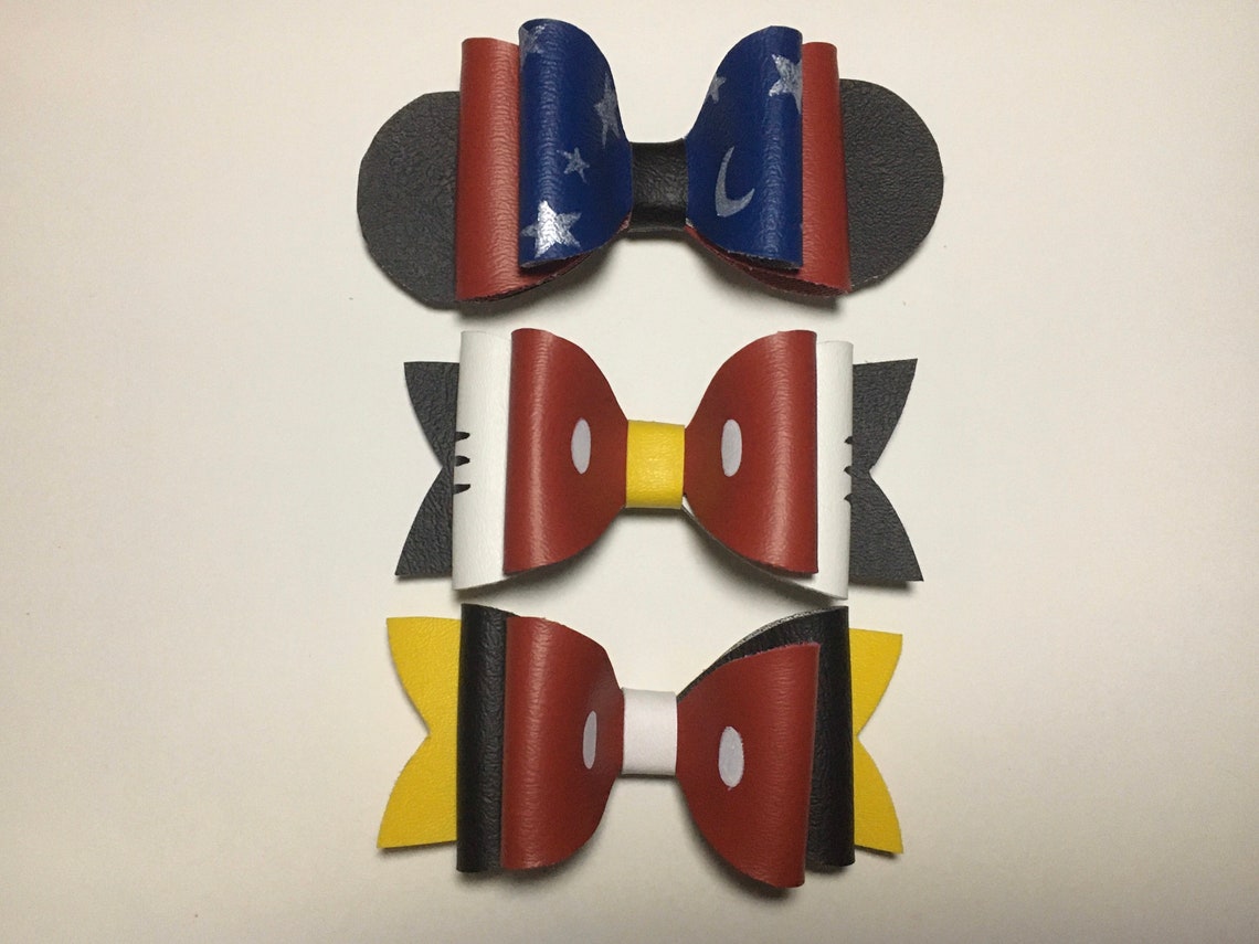 Mickey Mouse Faux Leather 4 Bow | Etsy