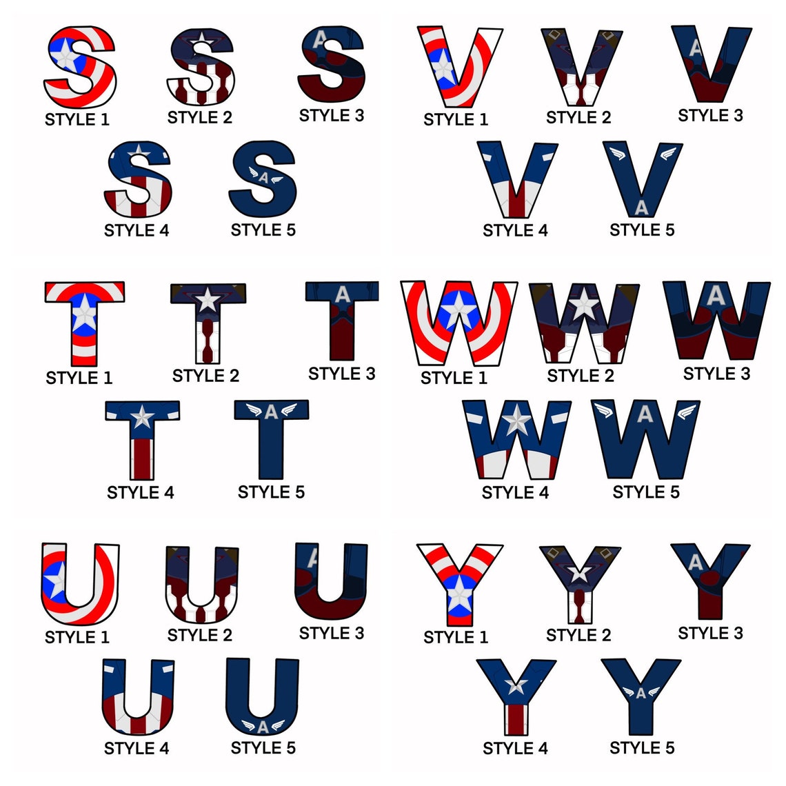 Captain America 6 or 8 Hand Painted Wood Letters | Etsy