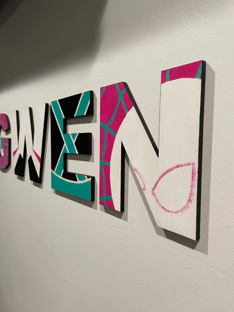 Spider Gwen 6 or 8 Hand Painted Wood Letters | Etsy