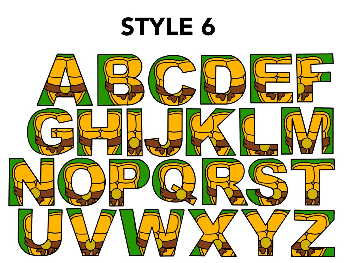 TMNT 6” or 8” Hand Painted Wood Letters - Etsy