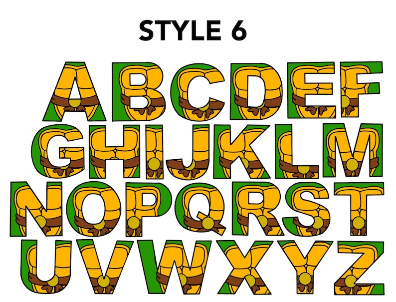 TMNT 6” or 8” Hand Painted Wood Letters - Etsy
