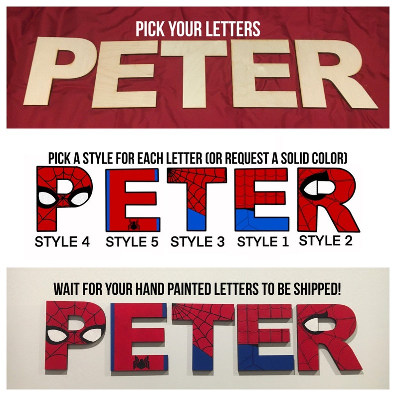 Spider-man 6 or 8 Hand Painted Wood Letters - Etsy