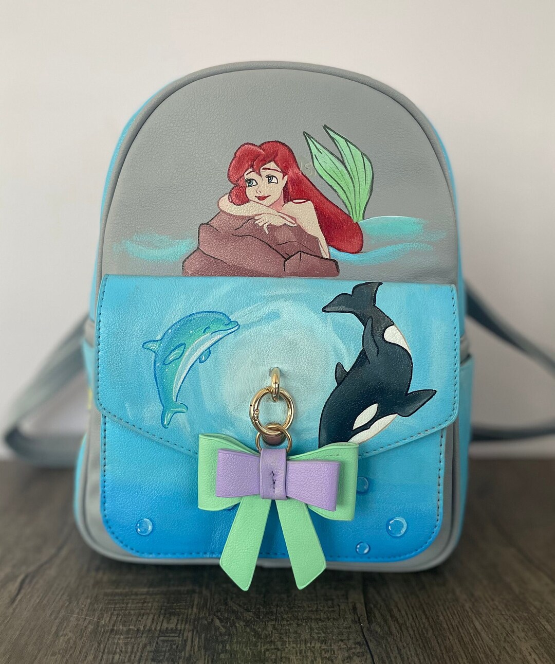 Ariel Faux Leather Hand Painted Backpack Purse - Etsy