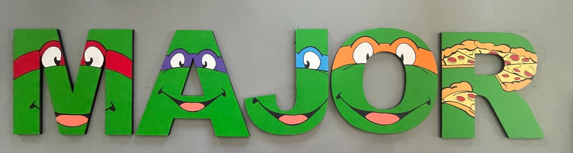 TMNT 6” or 8” Hand Painted Wood Letters - Etsy