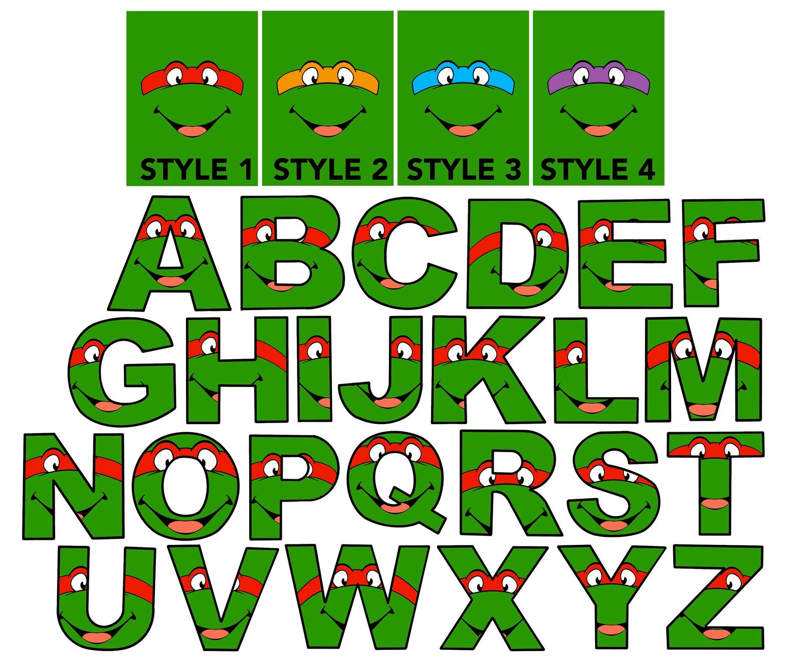 TMNT 6” or 8” Hand Painted Wood Letters - Etsy