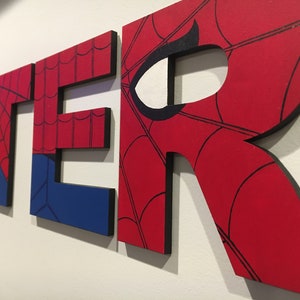 Spider-man 6” or 8” Hand Painted Wood Letters - Etsy