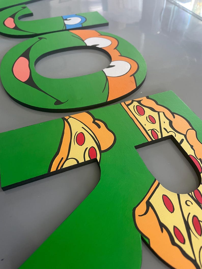 TMNT 6” or 8” Hand Painted Wood Letters - Etsy