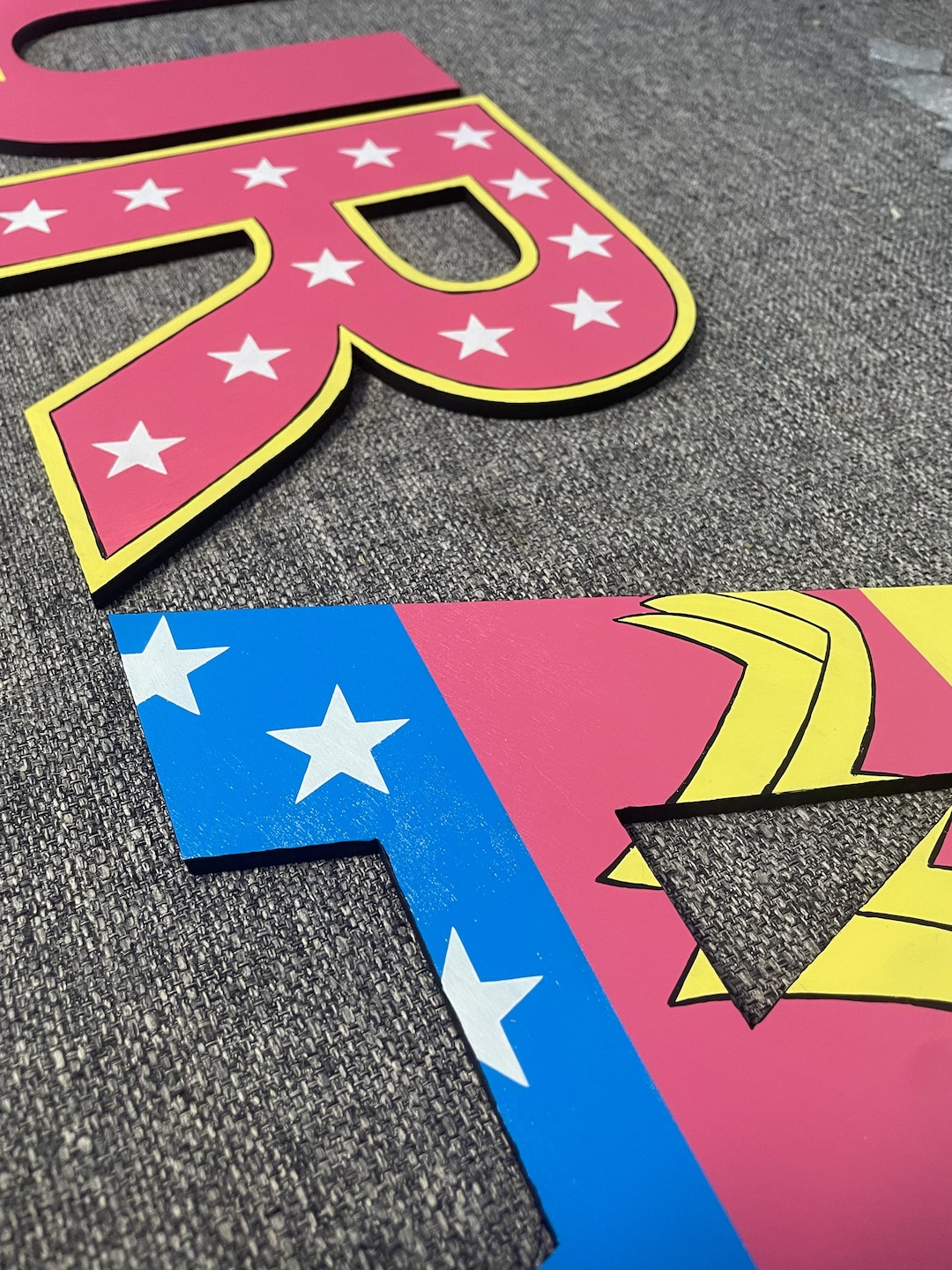 Pink Wonder Woman 6” or 8” Hand Painted Wood Letters - Etsy