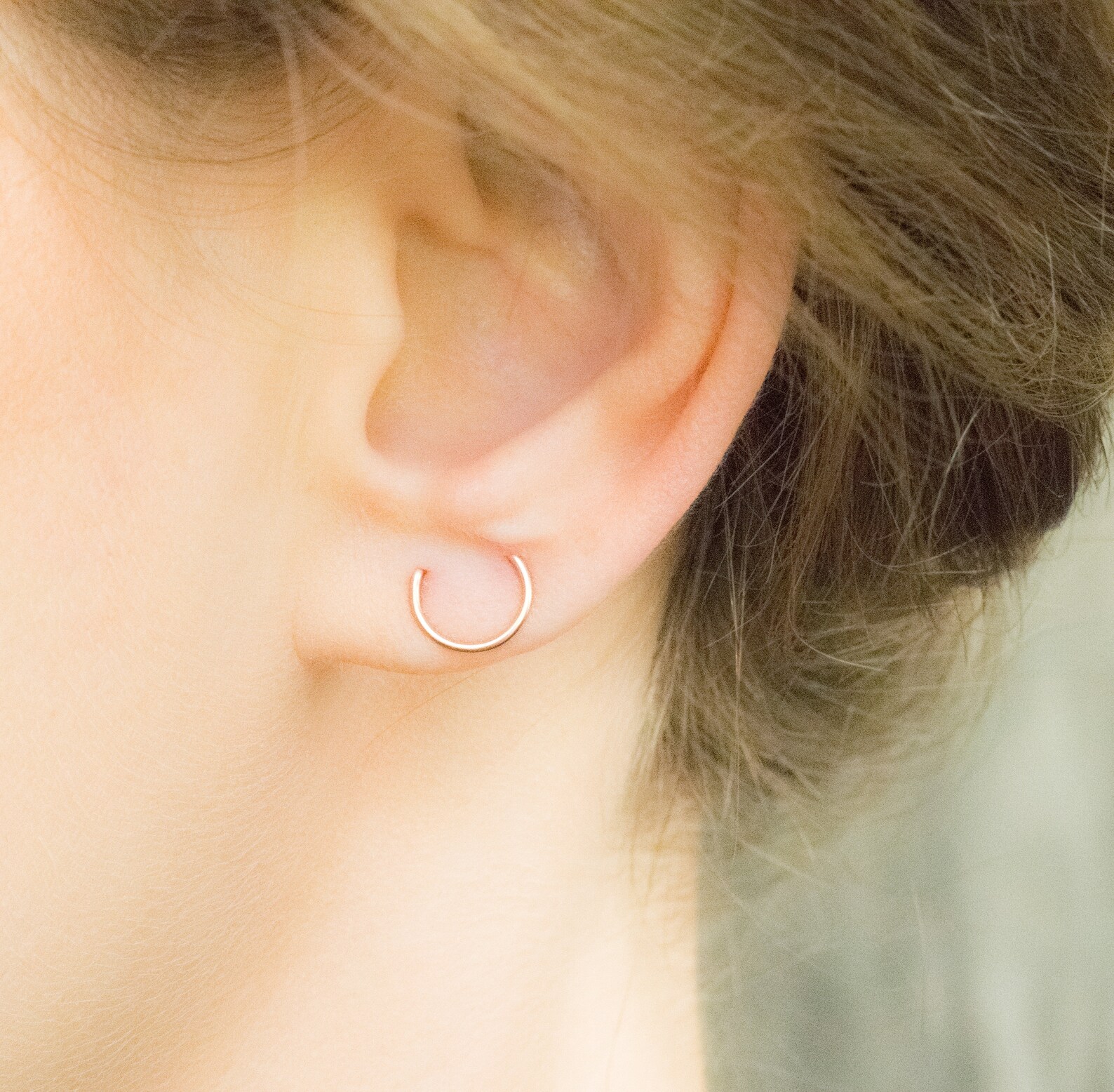 Double Piercing Circle Earring-two Hole Earring Sterling Silver ...