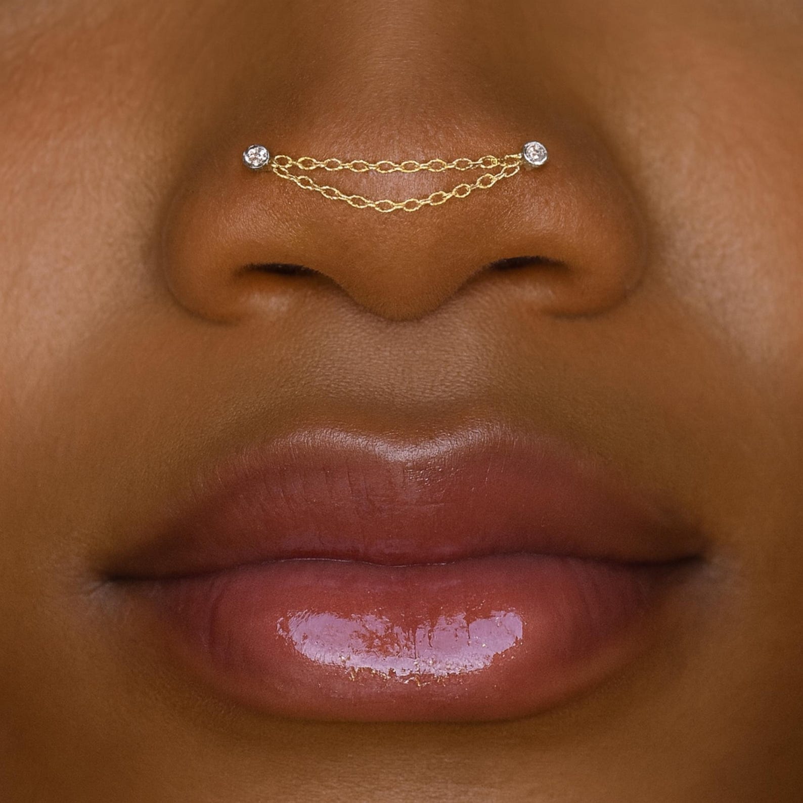 Nose Studs Chain - Piercing Chain - Double Nose Stud Chain - Nasallang ...