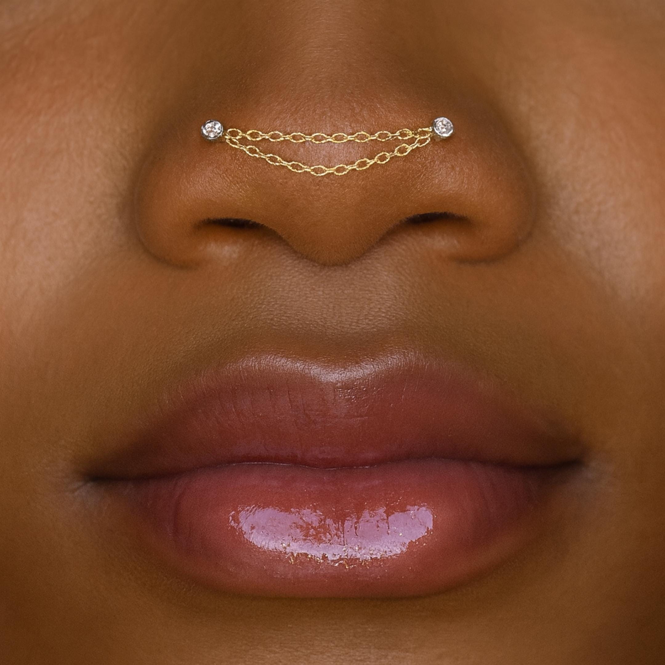 Nose Studs Chain - Piercing Chain - Double Nose Stud Chain - Nasallang ...