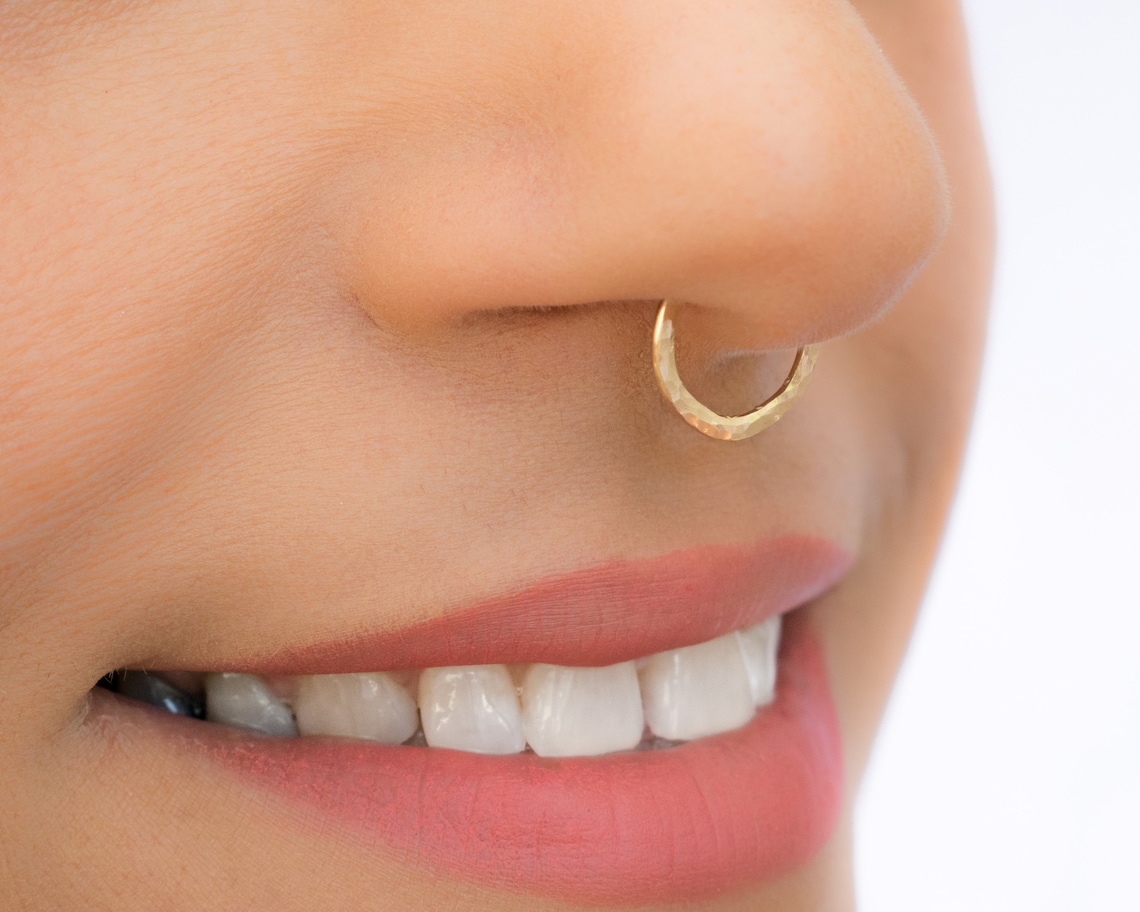 Big Septum Ring 16 Gauge, Thick Hammered Septum, Gold Filled Septum ...