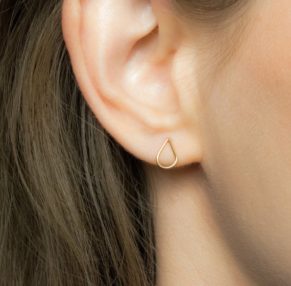 Drop Studs Teardrop Studs Tiny Thin Earrings Dainty Studs - Etsy
