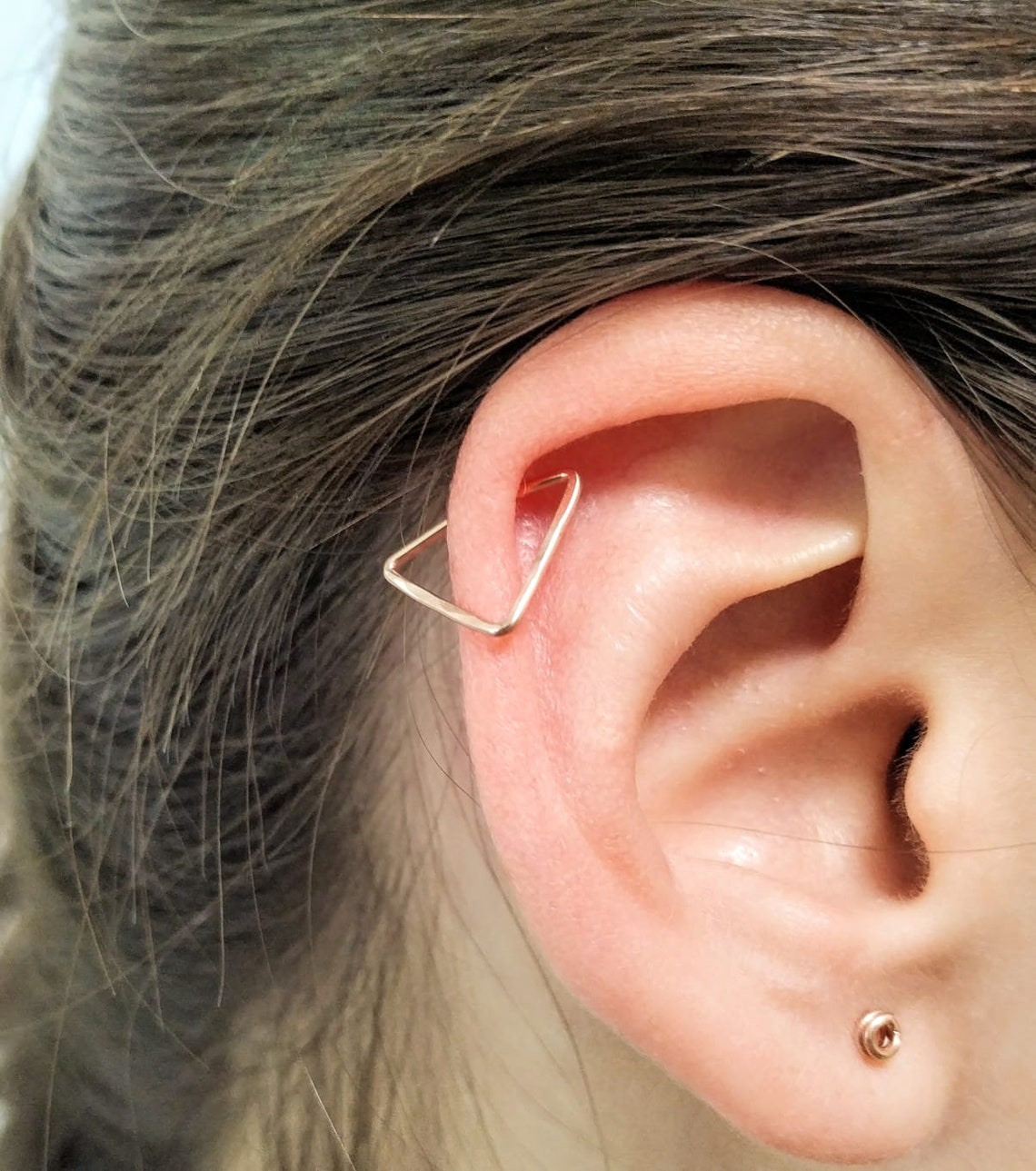 Triangle Helix Hoop Earring Gold Helix Piercing 18 Gauge - Etsy