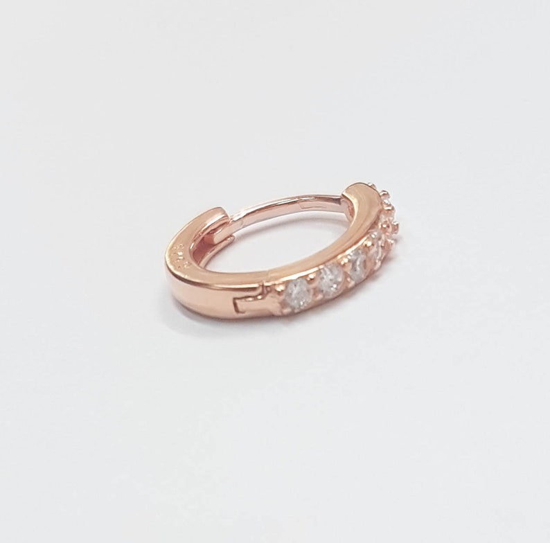 Rose Gold Helix Piercing Helix Earring CZ Diamonds Cartilage - Etsy