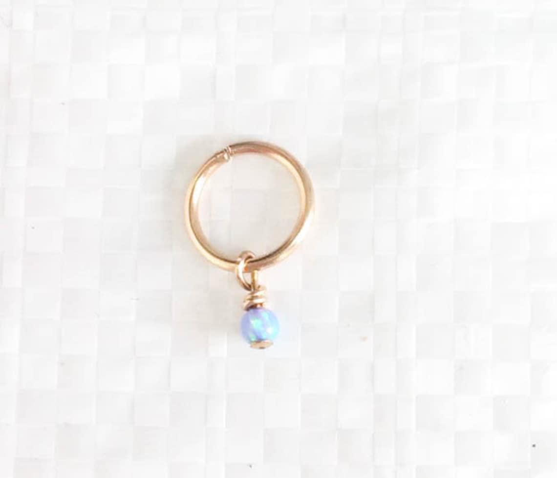 Belly Button Piercing Hoop With Opal, Belly Ring, Opal Belly Ring, Hoop ...