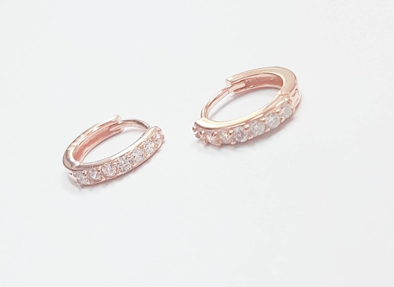 Rose Gold Helix Piercing Helix Earring CZ Diamonds Cartilage - Etsy