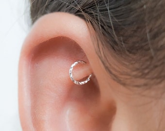 Rook Earring Piercing - Diamond Cut Rook Hoop - Silver Rook Hoop ...