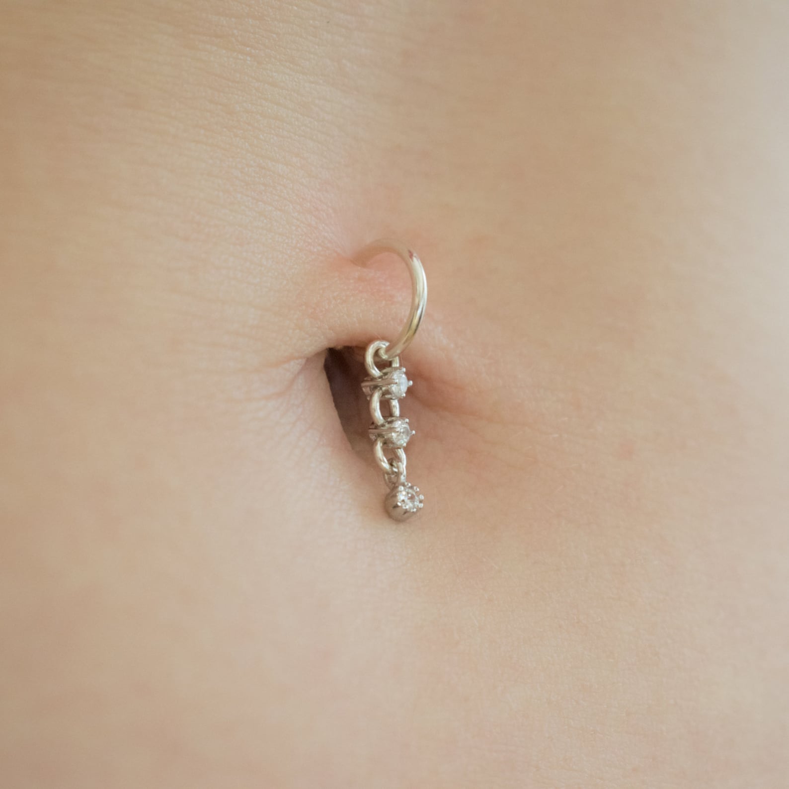 Gold Fake Belly Button Ring, Fake Belly Button Piercing Diamonds, Clip ...