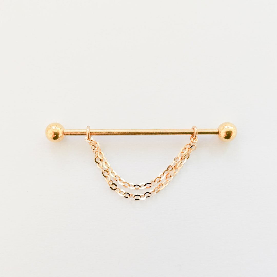 Industrial Piercing Chain-industrial Bar Earring-industrial Barbell ...