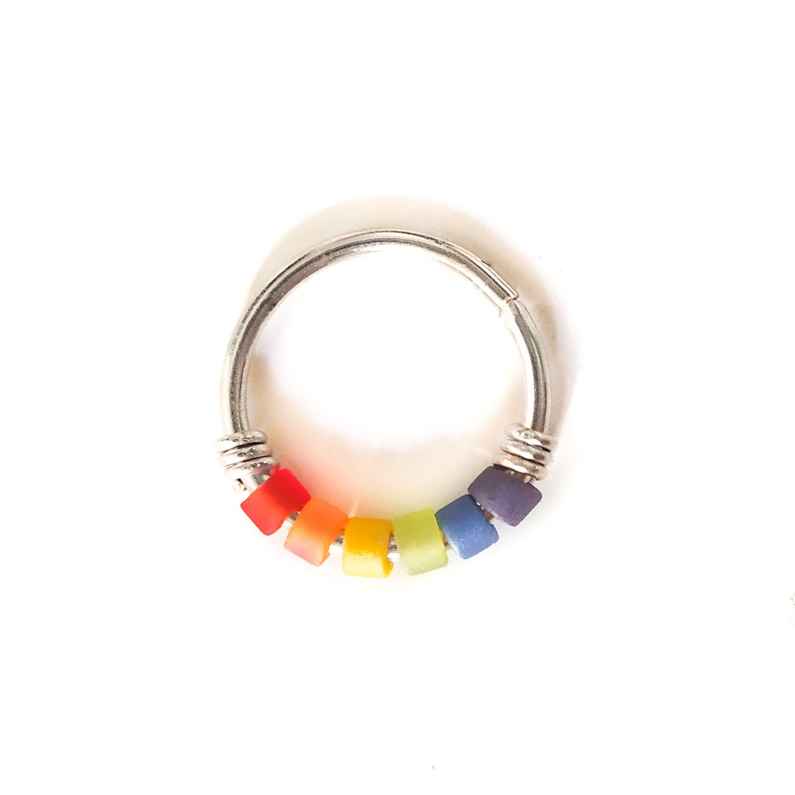 Rainbow Nose Ring - Rainbow Piercing - Rainbow Hoop - Rainbow Earring ...