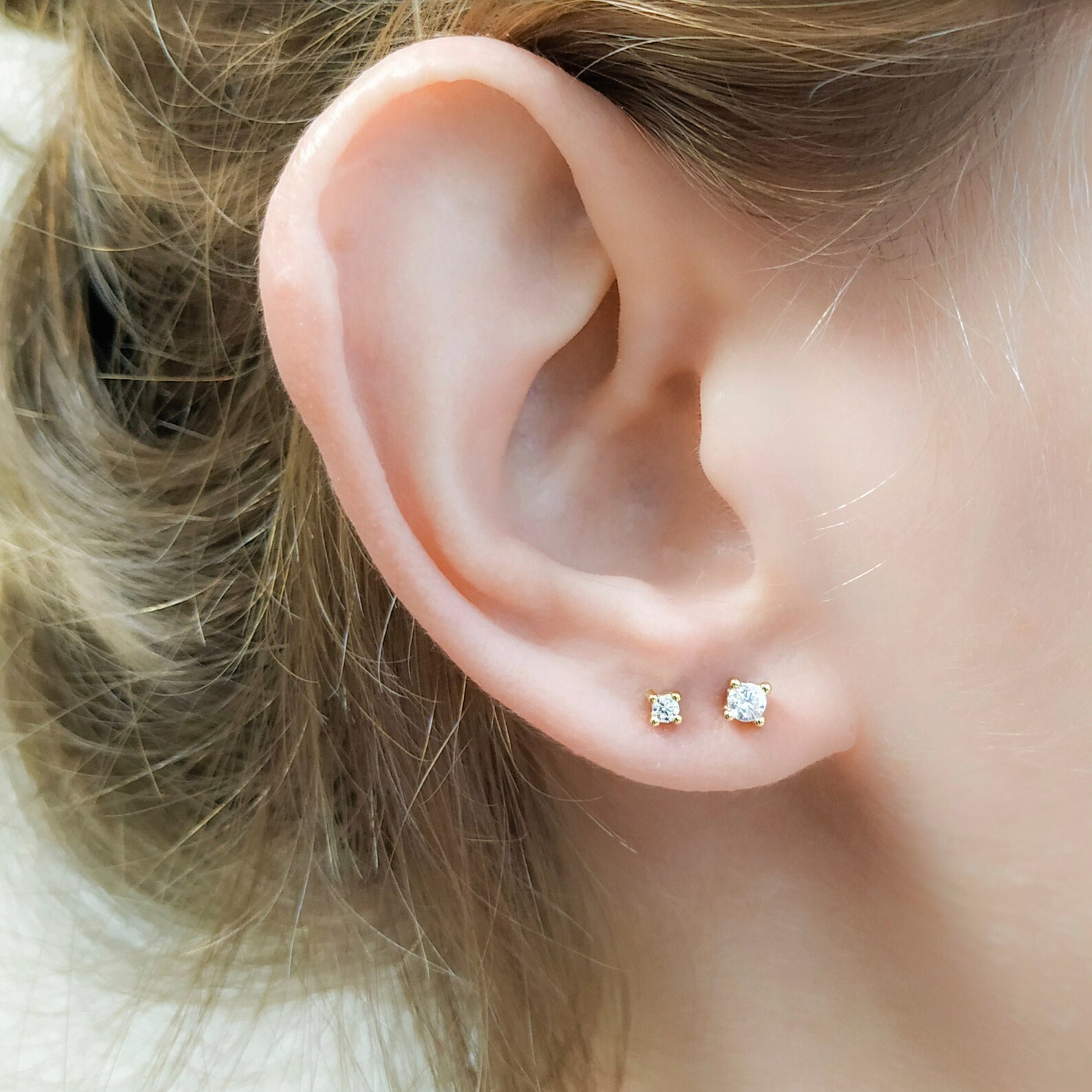 Tiny Stud Earrings Set Minimalist Earrings Set CZ Diamond - Etsy