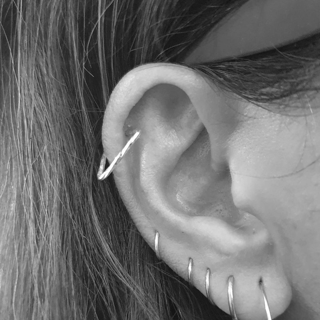 Triangle Helix Hoop Earring Diamond Cut Sterling Silver - Silver Helix ...