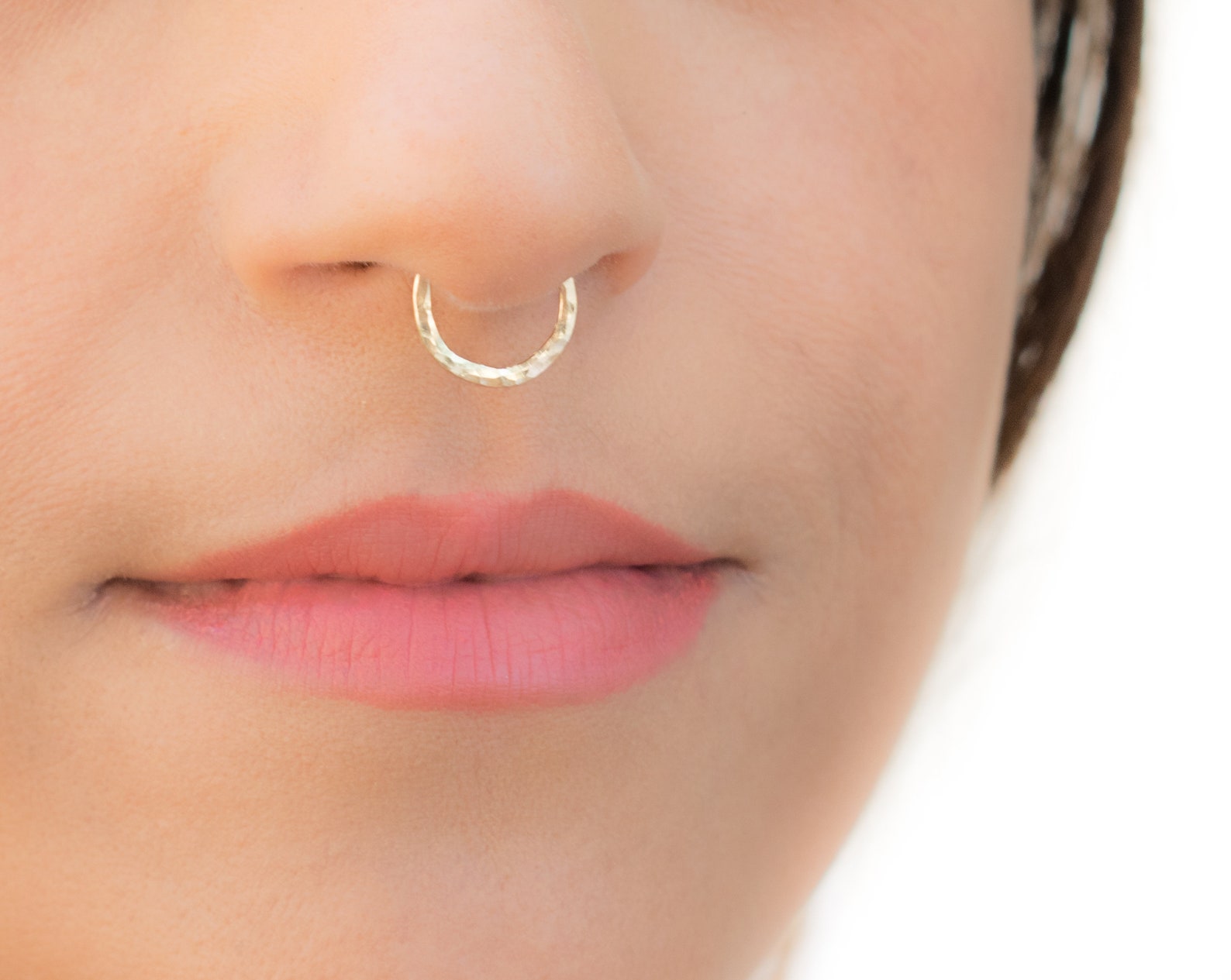 Big Septum Ring 16 Gauge, Thick Hammered Septum, Gold Filled Septum ...