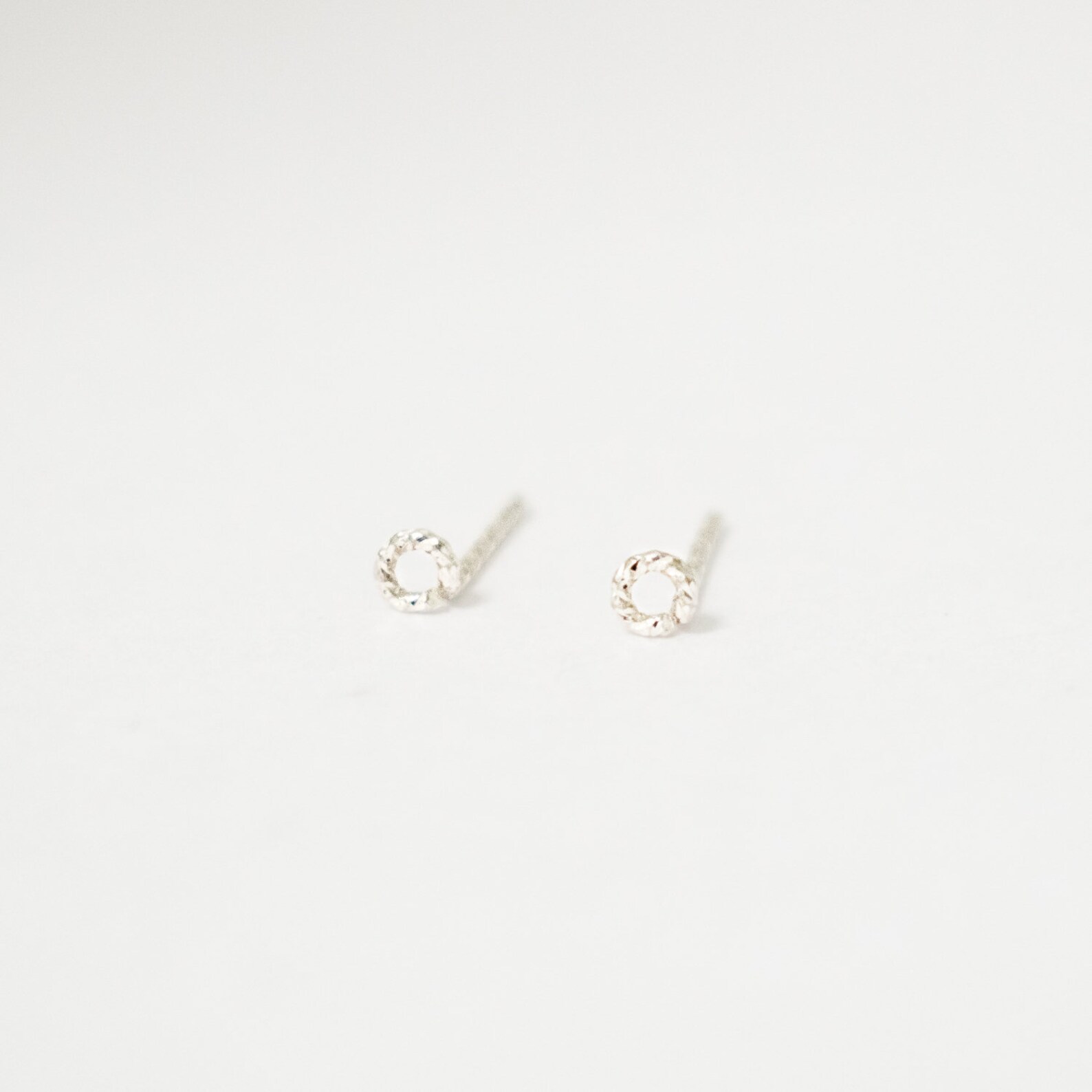 Tiny Silver Studs Diamond Cut Small Stud Earrings Sparkly | Etsy