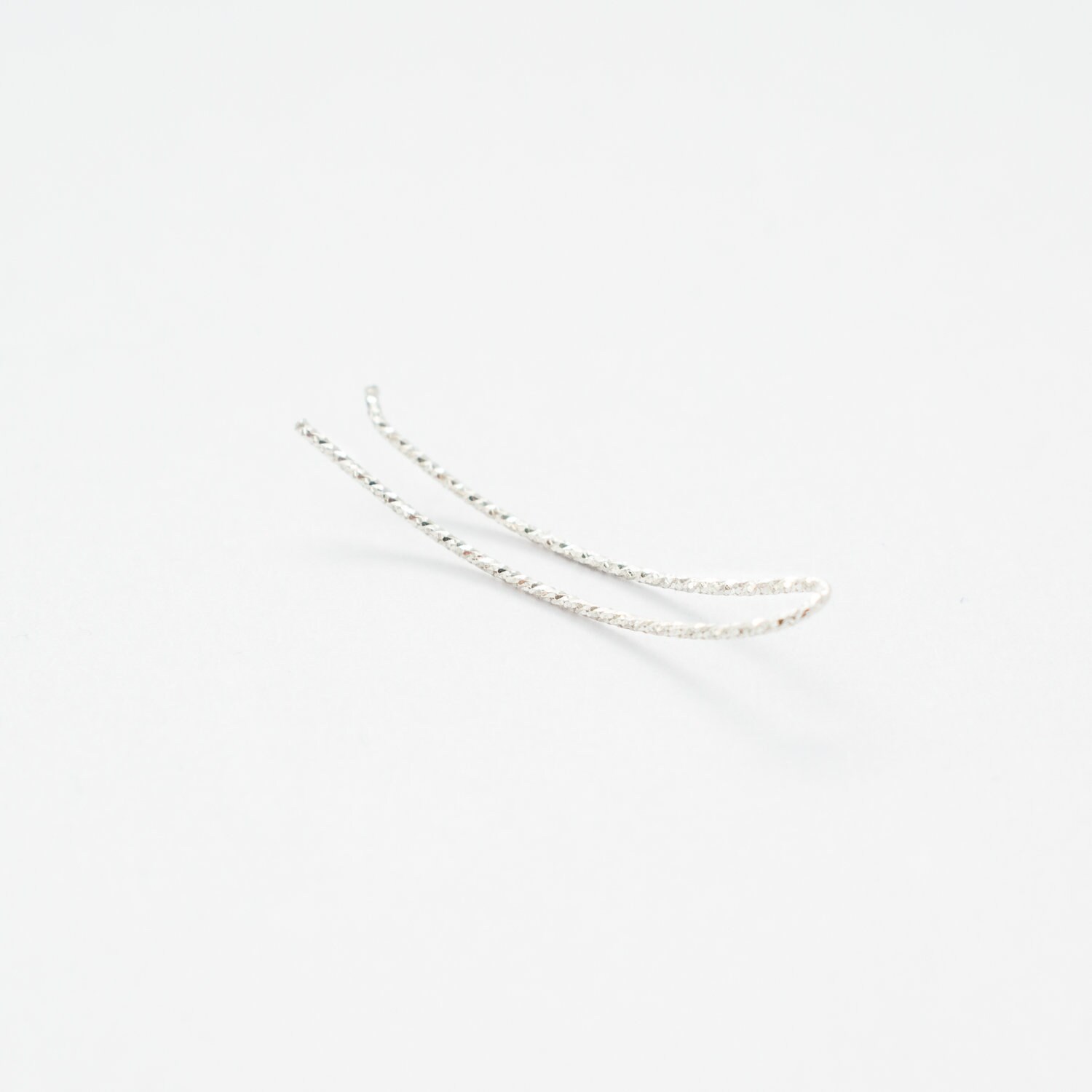Silver Minimalist Earrings- Simple Earrings- Silver Ear Climber Diamond ...