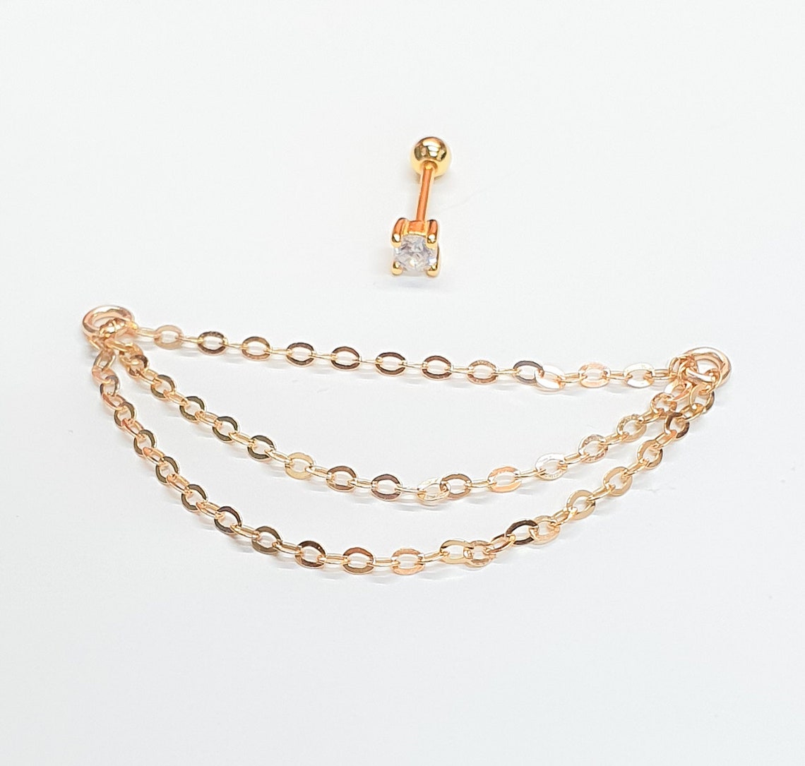 Helix With Earring Chain - Helix Chain - Helix Chain Ear Jacket ...