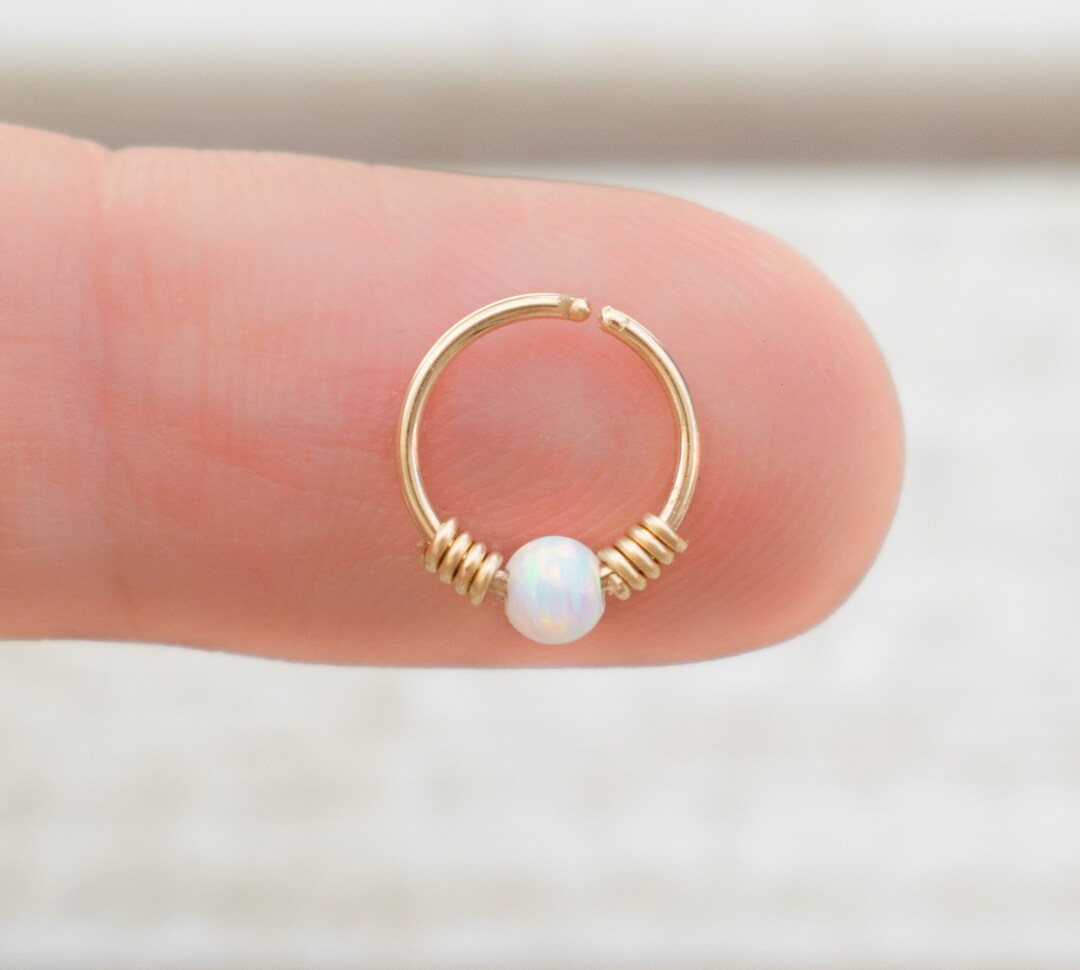 Helix Piercing - Wrapped Opal Helix Earring - Helix Ring - Helix Hoop ...