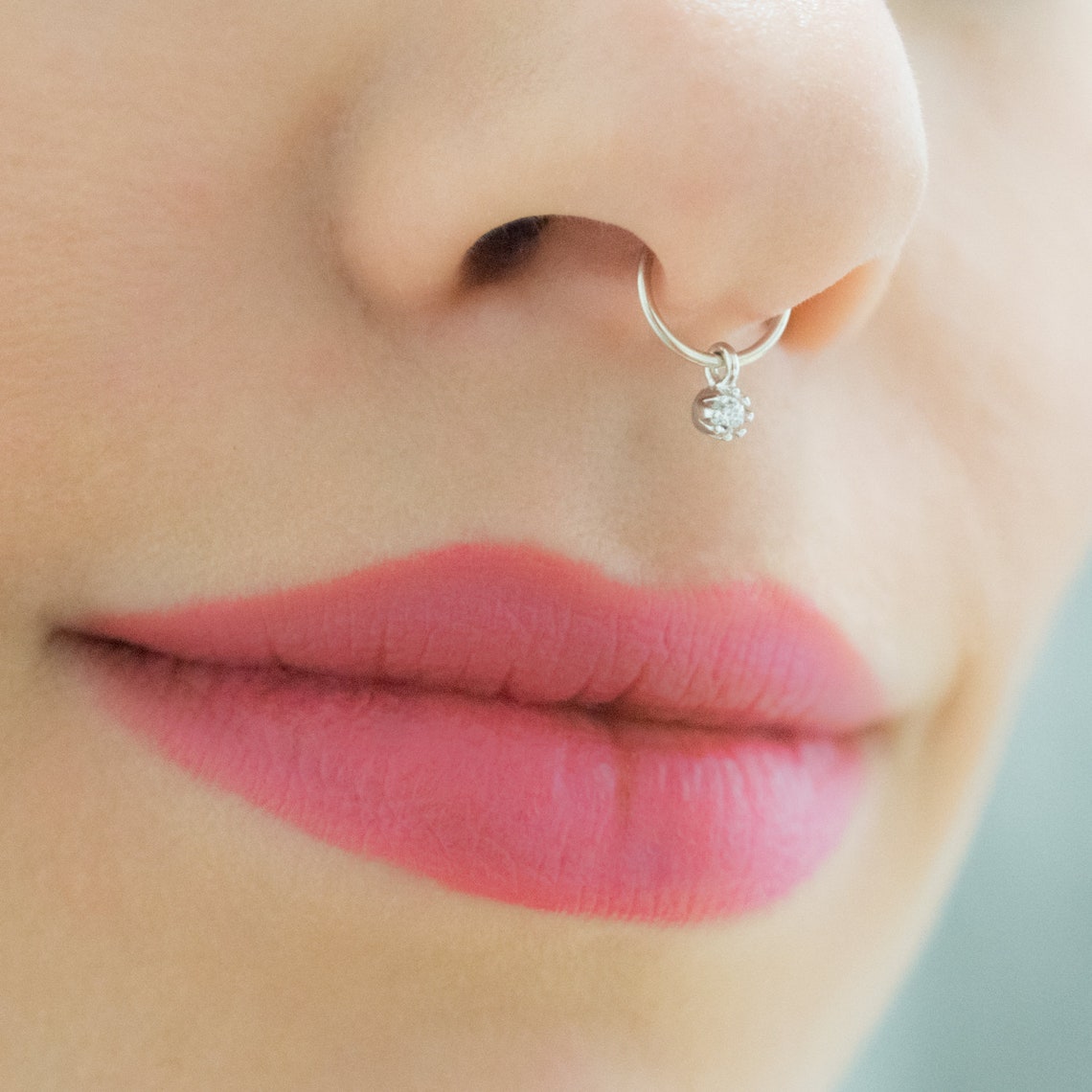 Septum Ring Piercing Silver - Diamond Septum Jewelry - Septum Nose Ring ...