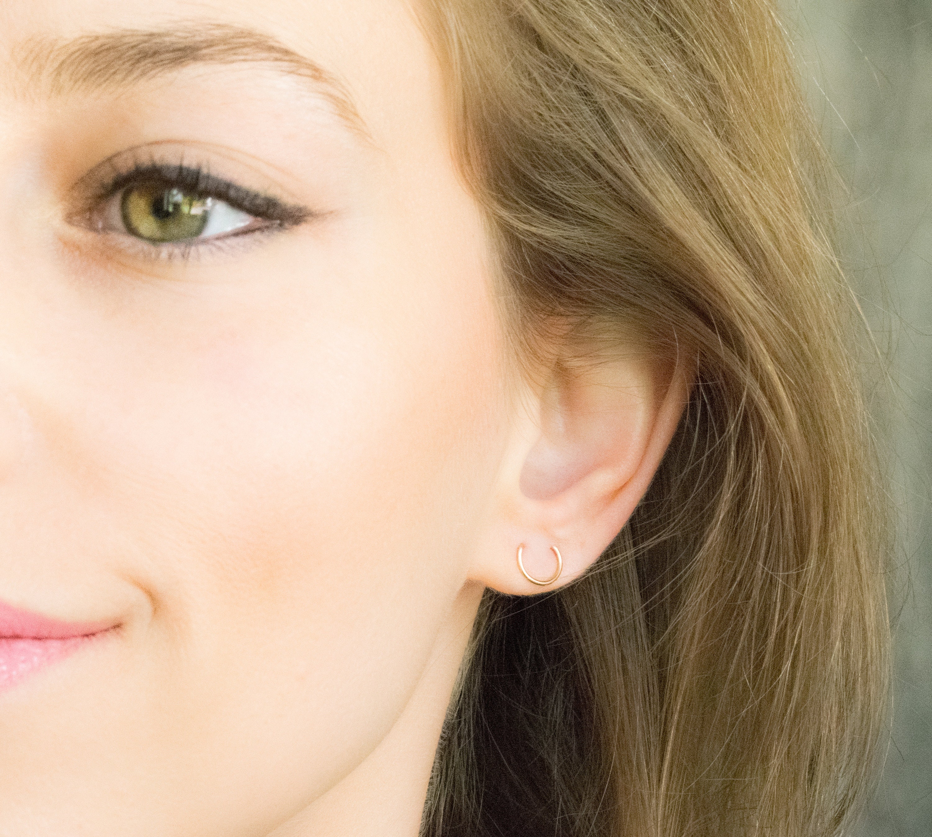 Double Piercing Circle Earring-two Hole Earring Sterling Silver ...